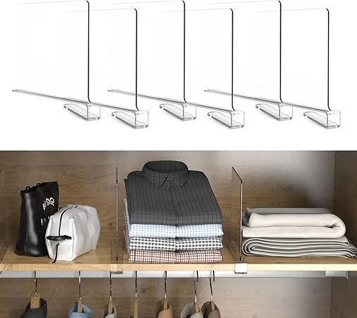 Amazon.com: BoxLegend Shelf Dividers, 6 PCS Acrylic Shelf Dividers ...