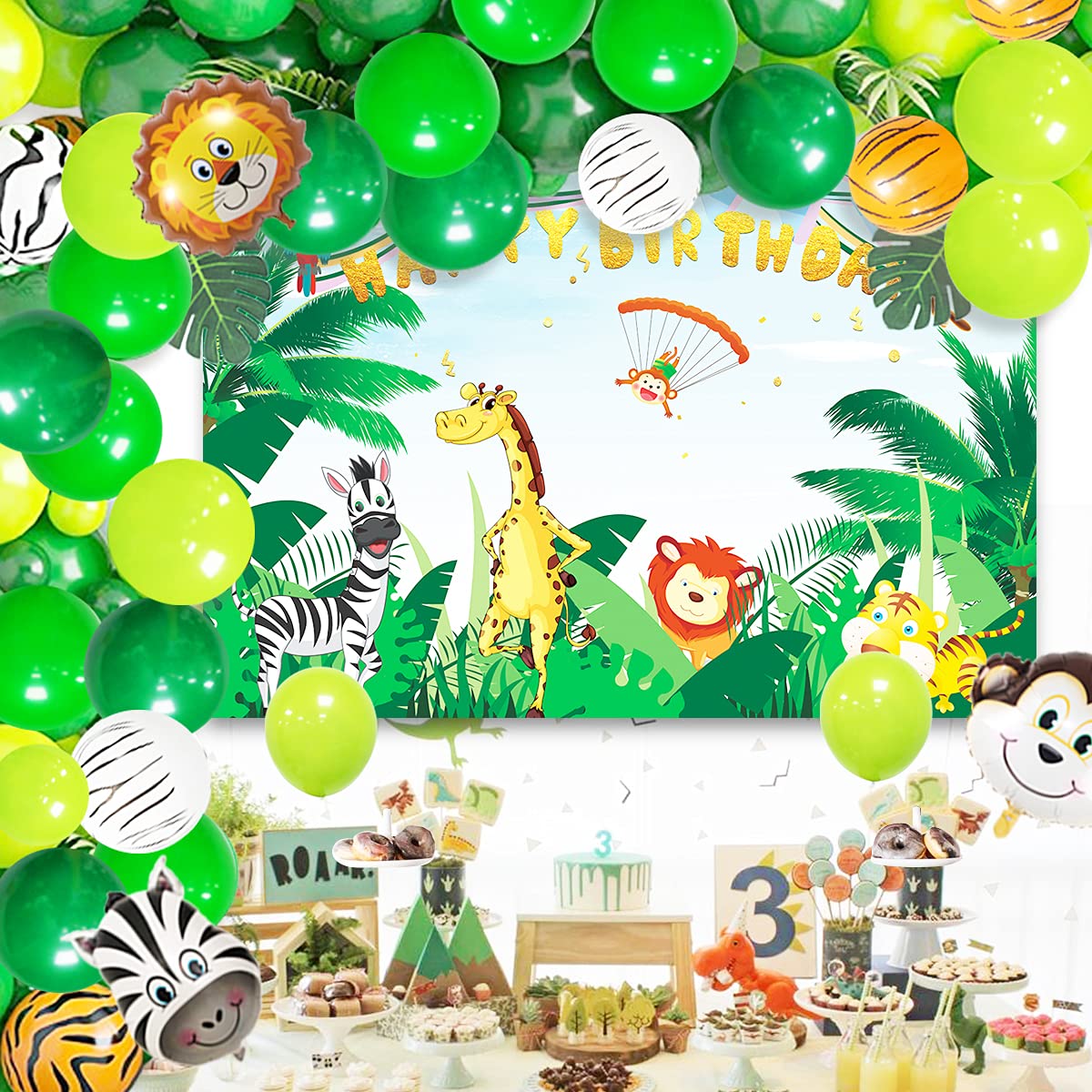Jungle Theme Party Decorations, 102Pcs Birthday Party Supplies ...