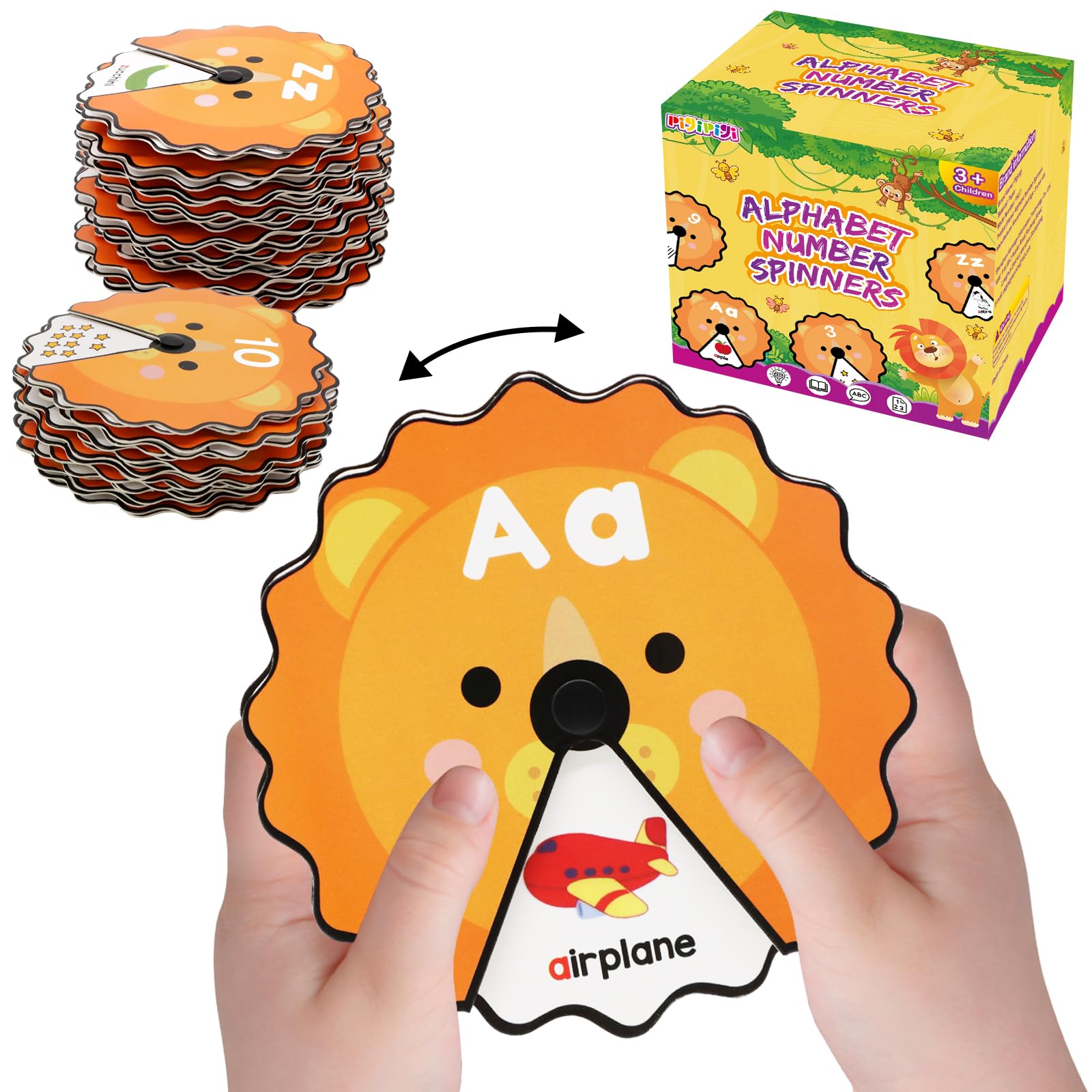 Buy pigipigi Word Flash Cards: Toddler Rotate ABC Letter Learning Game ...