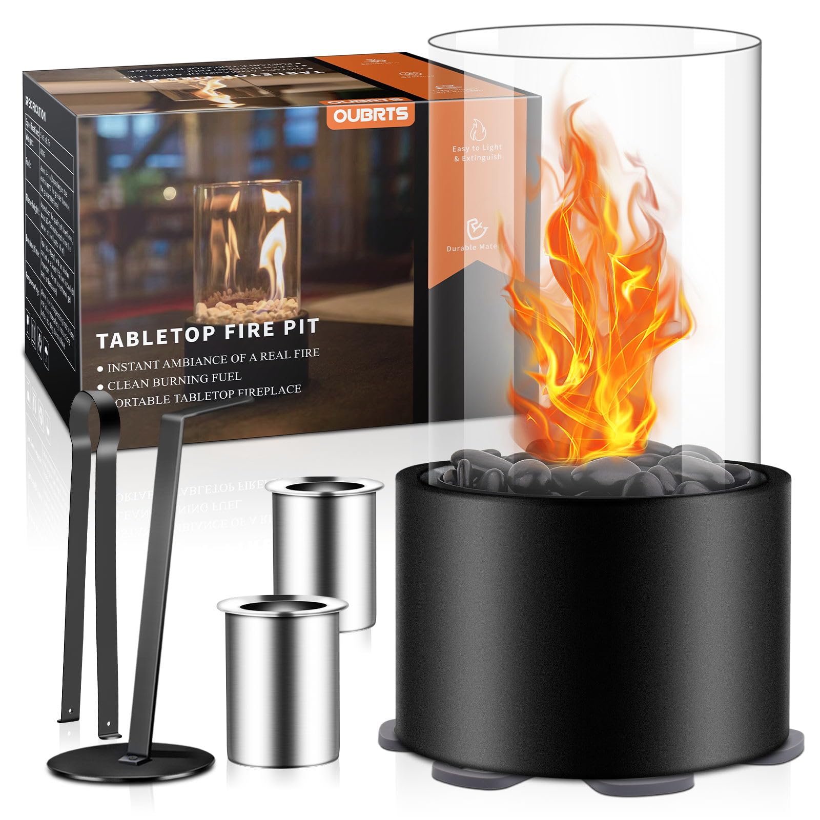 Buy op Fire Pit, Indoor Portable Fire Pit with Black Stones, Outdoor ...