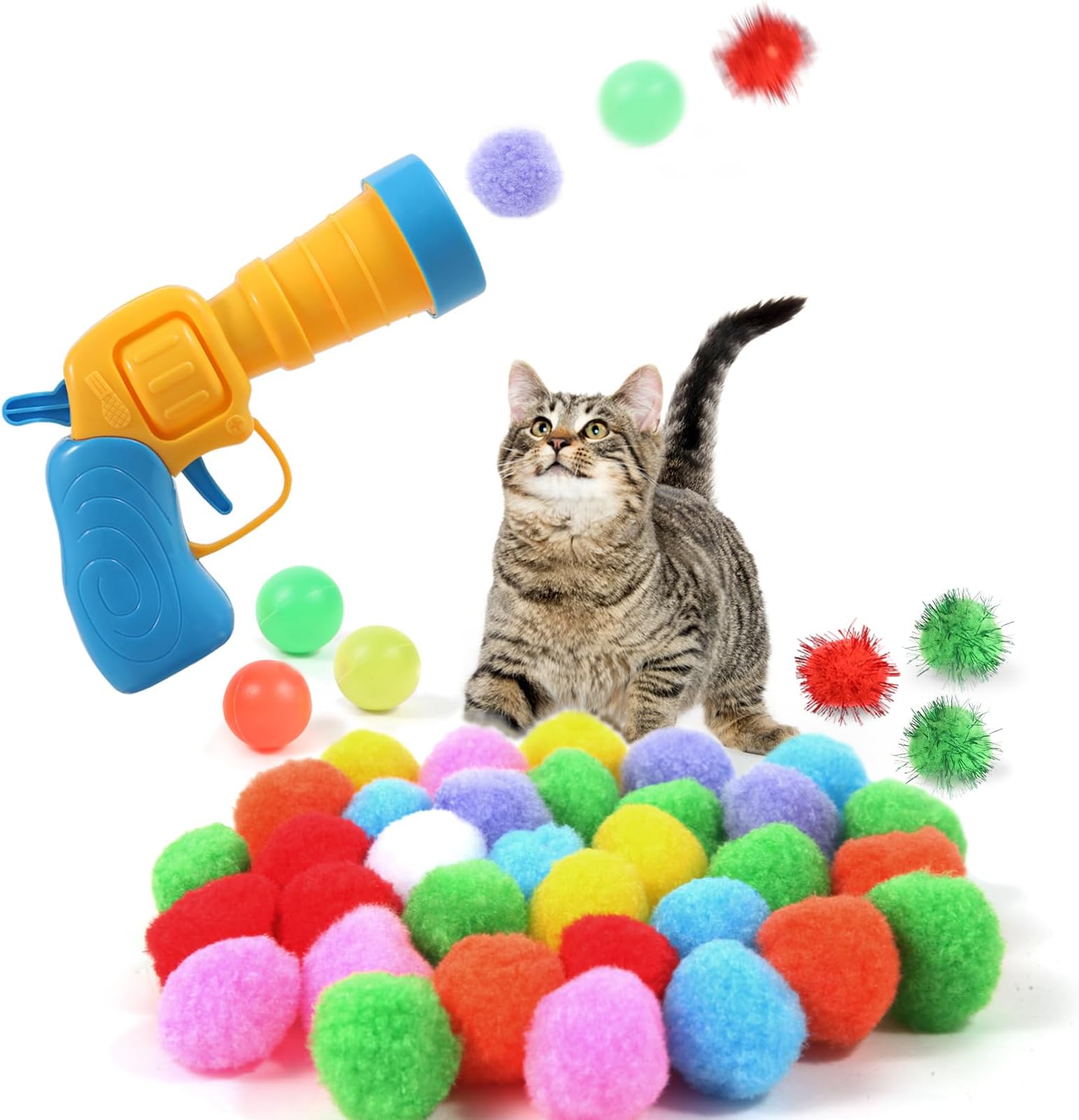 Cat Ball Toy Launcher Gun 37pcs Cat Toys for Indoor Cats Cat Toys for ...
