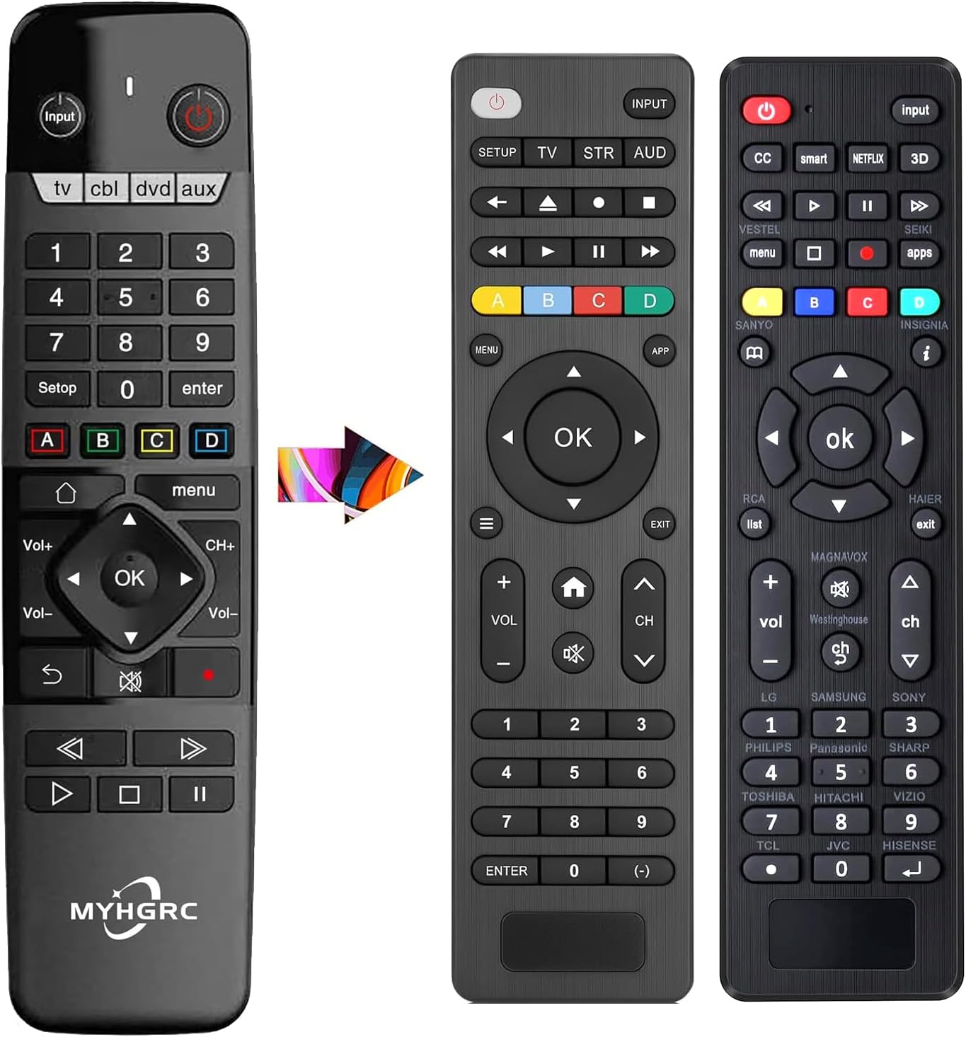 Amazon.com: RCA 3-Device Palm-Sized Universal Remote, Long Range IR ...