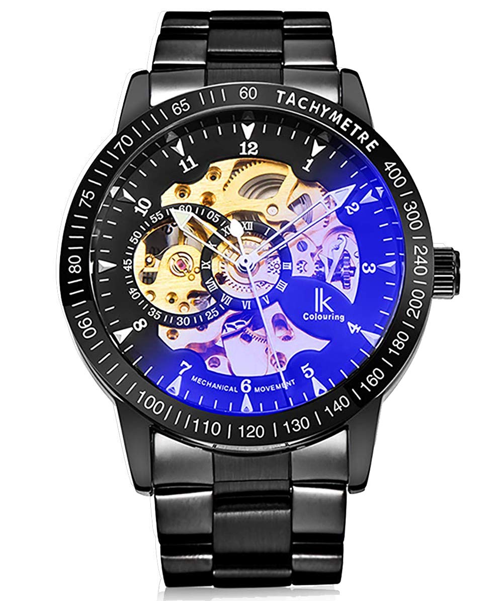 Snapklik.com : IK Mens Watch Skeleton Automatic Mechanical Wristwatch
