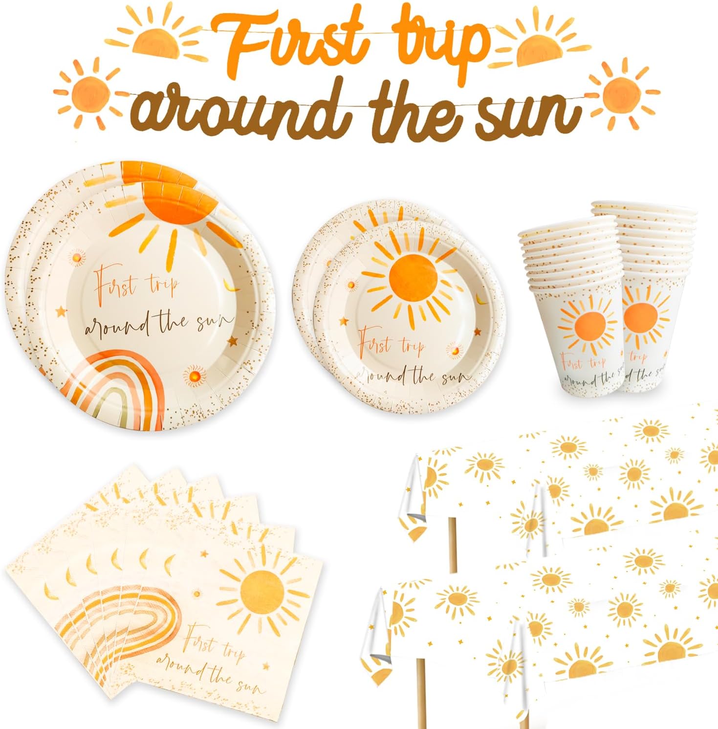 Amazon.com: WATINC 170pcs First Trip Around the Sun Boho Party ...