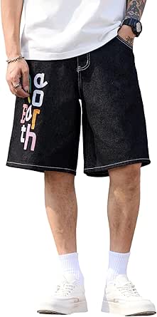 DFGIGT Mens Womens Jorts Baggy Loose Fit Jean Shorts Wide Leg Denim ...