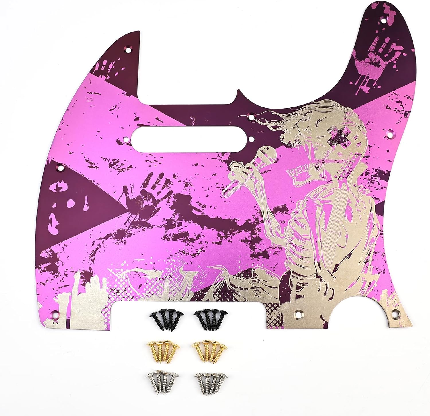 Amazon.com: OVSAL Titanium Alloy Tele Pick Guard Scratch Plate 8 Holes ...