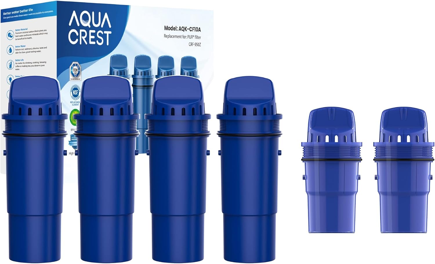 Amazon.com: AQUA CREST NSF Certified Filter, Replacement for Pur®, Pur ...