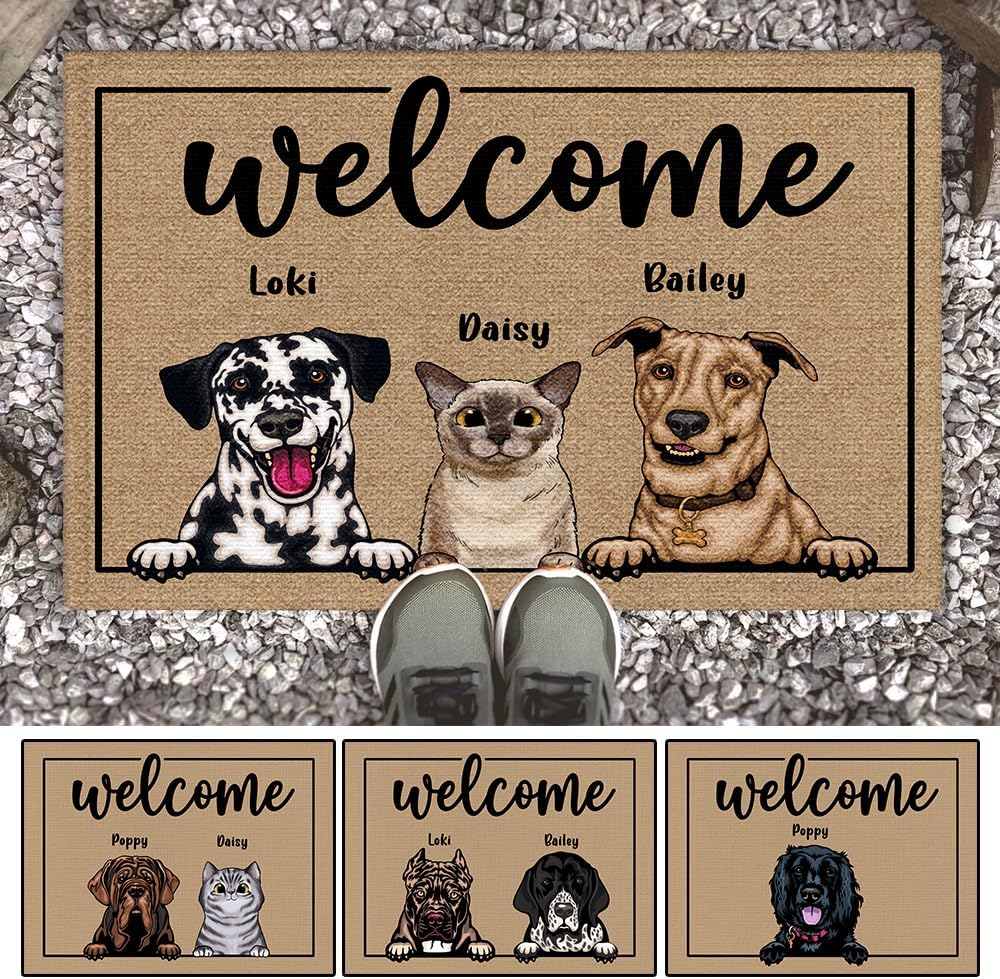Amazon.com: CHILLGEN Personalized Dog Welcome Mat Outdoor, Funny ...