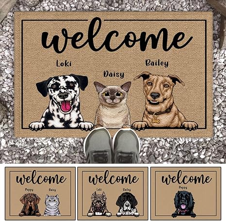 Amazon.com: CHILLGEN Personalized Dog Welcome Mat Outdoor, Funny ...