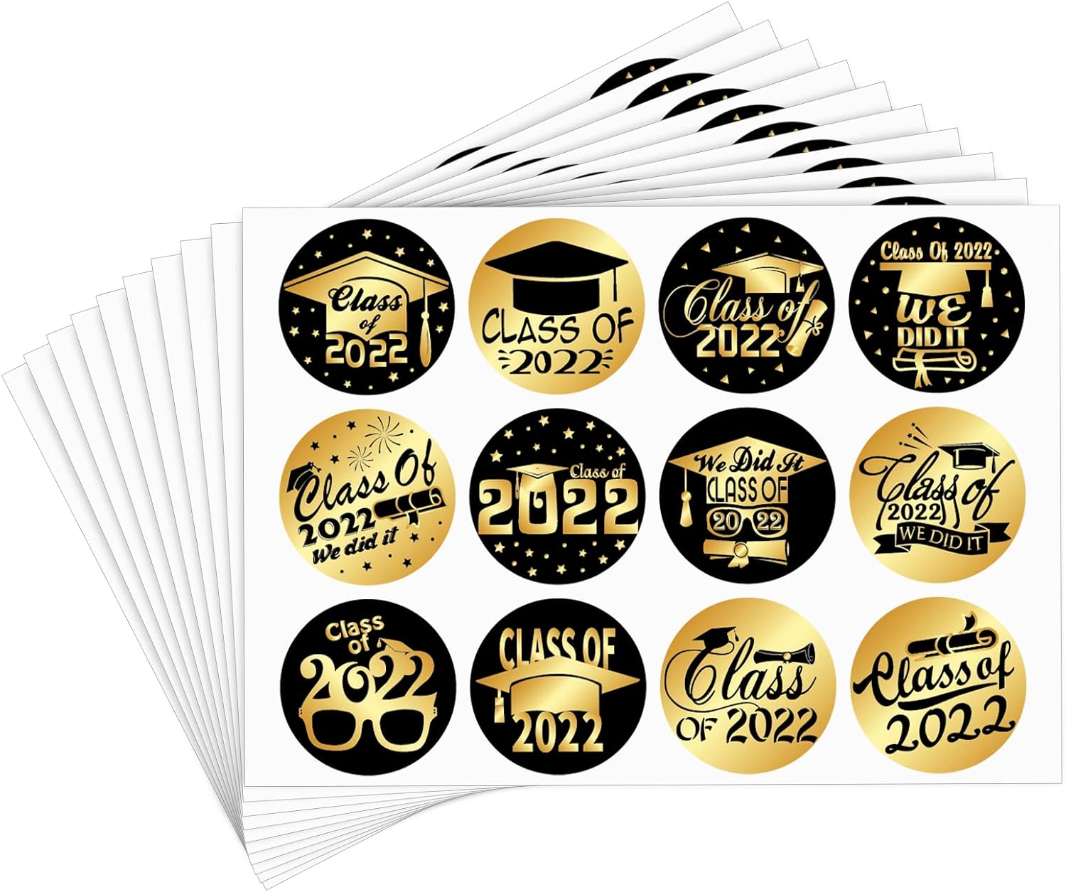 KINBOM 120pcs 2022 Graduation Stickers, Graduation Round Stickers ...