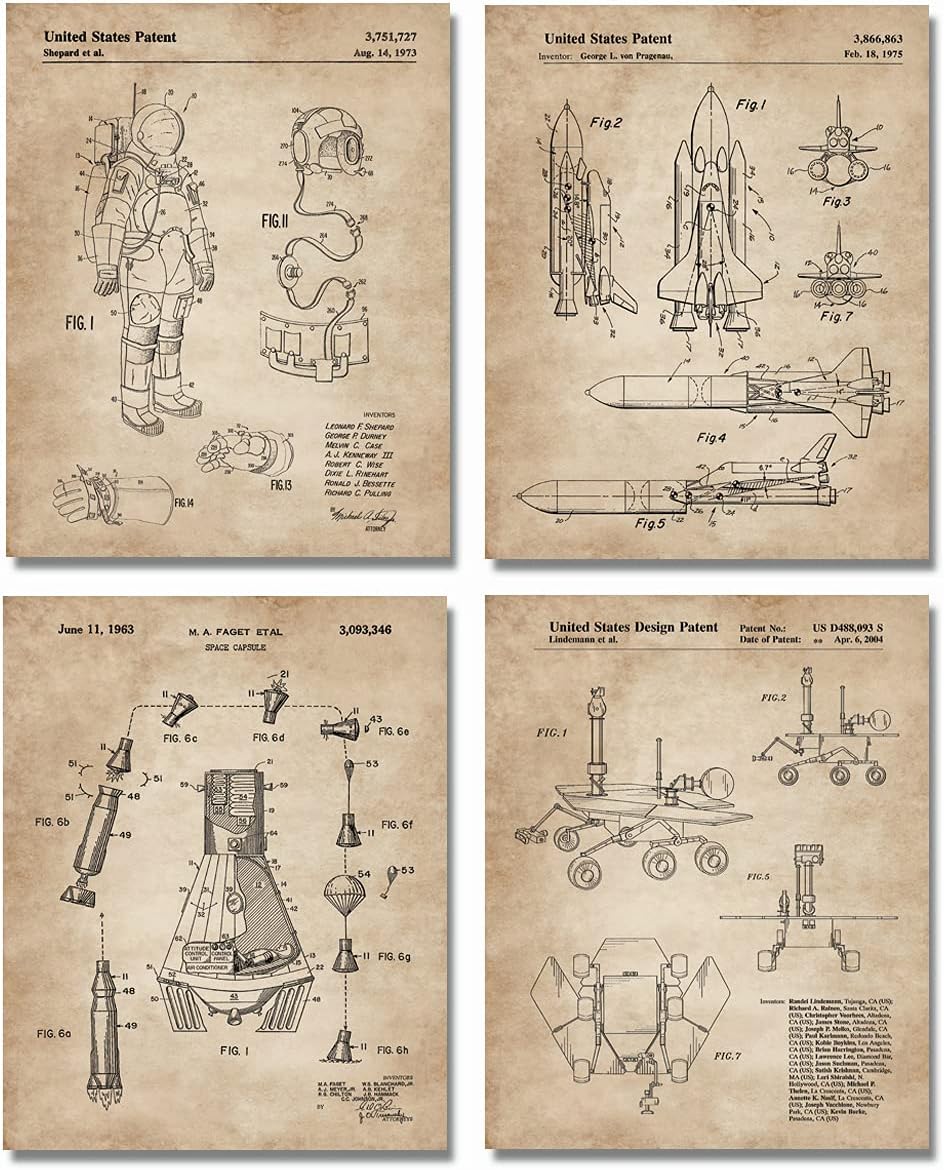 Amazon.com: ArtCantHurtU Outer Space Decor Patent (8x10 inches) Set of ...