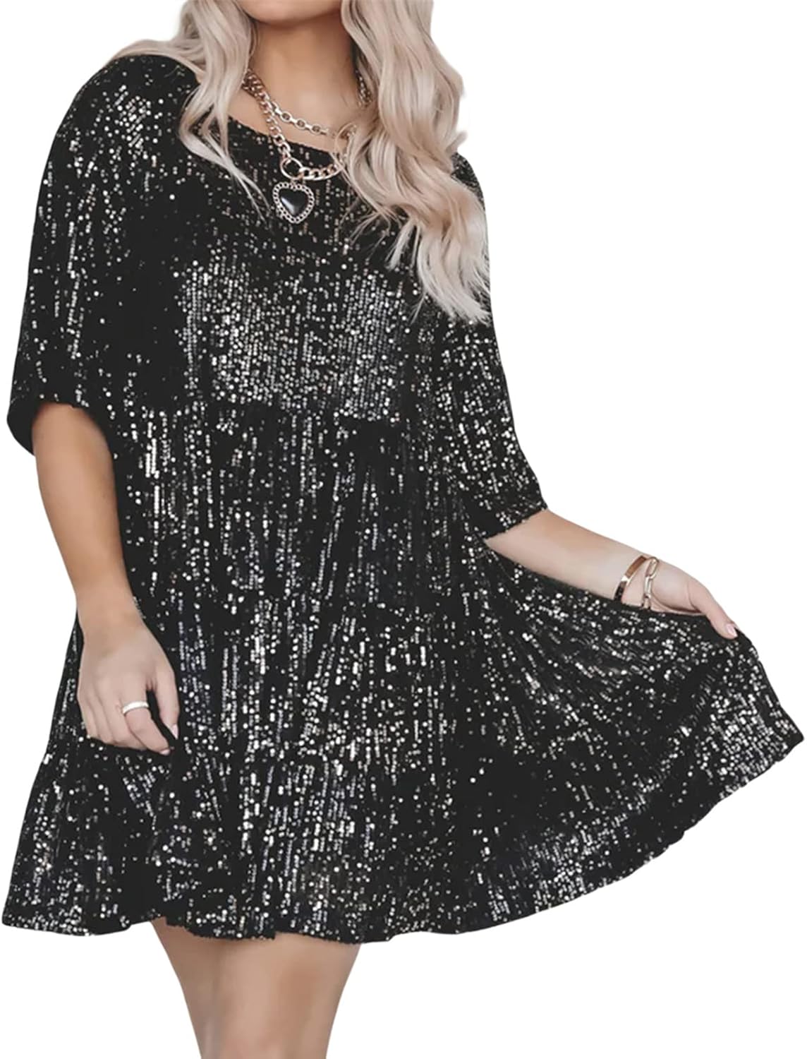 Amazon.com: Mtsebmves Women's Glitter Sequin Dress Sexy Spaghetti Strap ...