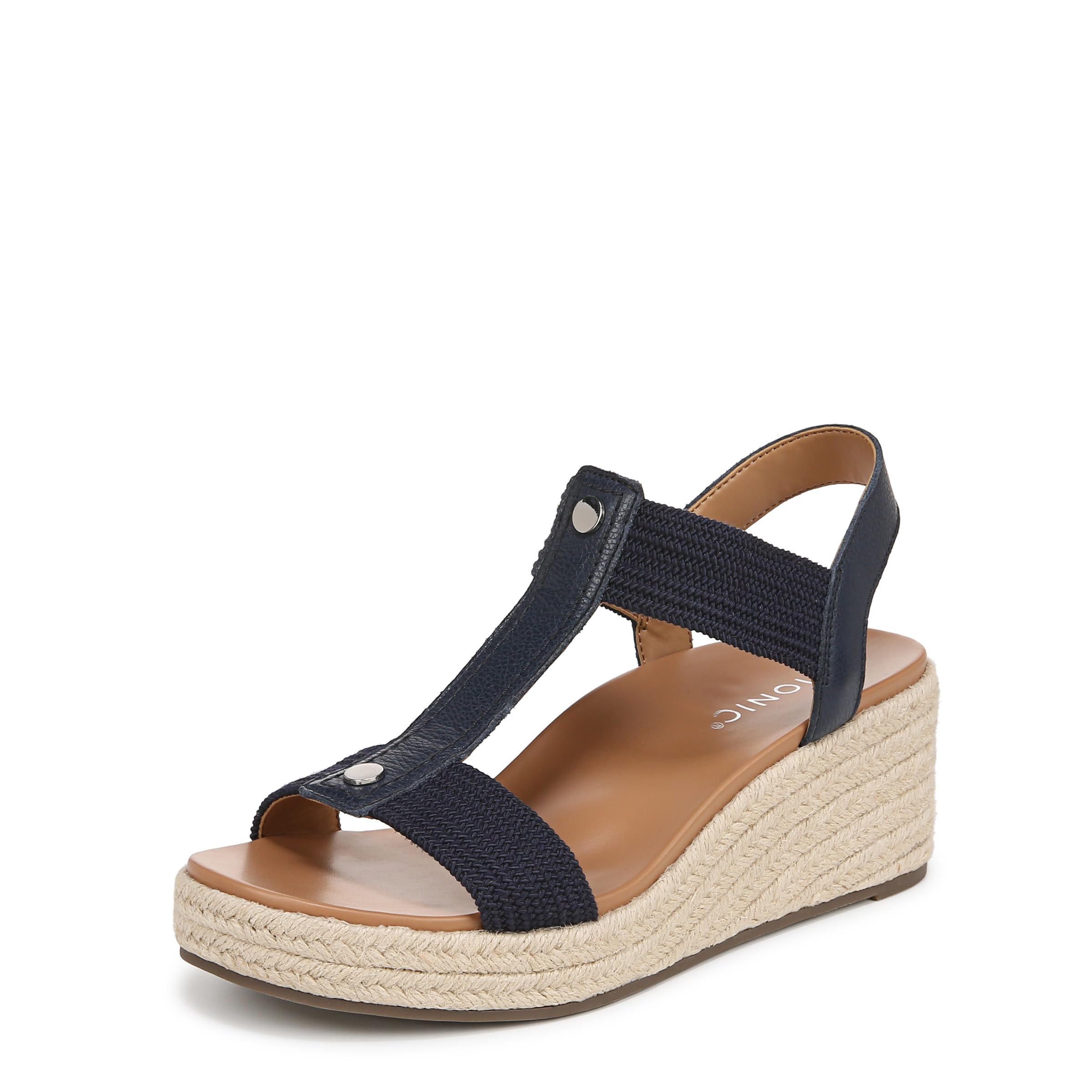 Snapklik.com : VIONIC Womens Sandal Calera Ankle Straps Navy Leather 8 Wide