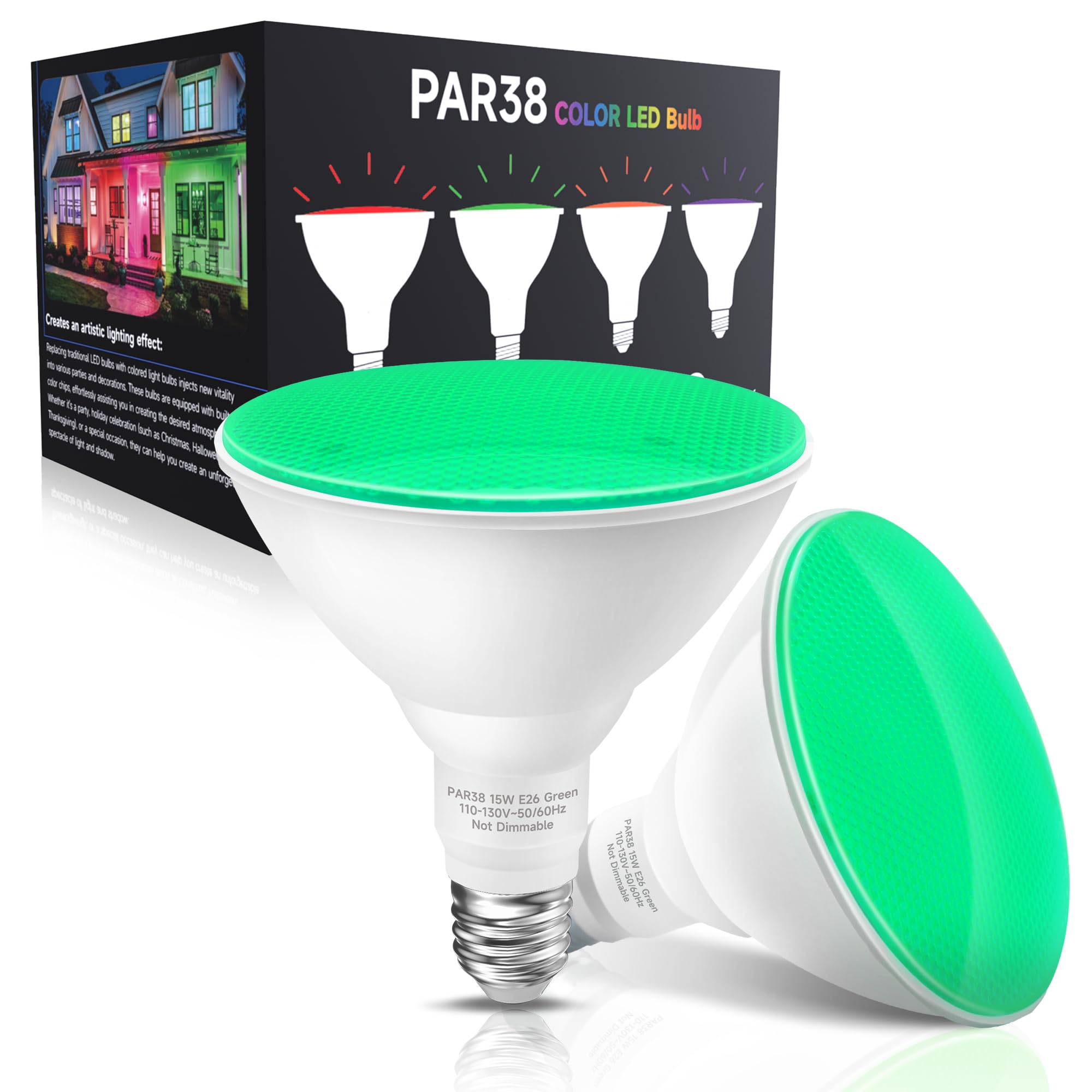 LEDERA LED Flood Green Light Bulb, 15W Equivalent 150W, Par38 Green ...