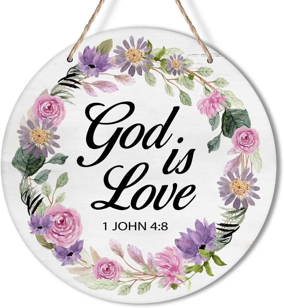 Amazon.com: Yuzi-n God Is Love Wreath Sign for Front Door, 10" Circle ...