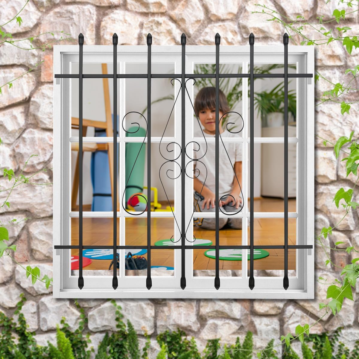 WEWORTH Spear Point Heavy Duty Window Bar,Window Security Bars Guards ...
