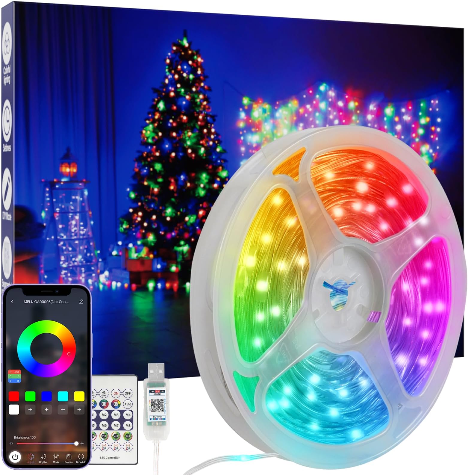 Electight 10M Smart Lucine Natale con Telecomando, RGBIC LED Colorati ...