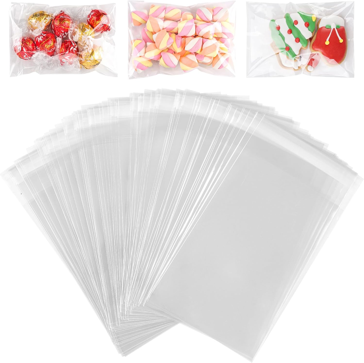 Amazon.com: YunKo 200PACK Self Sealing Cellophane Bags Clear Cookie ...