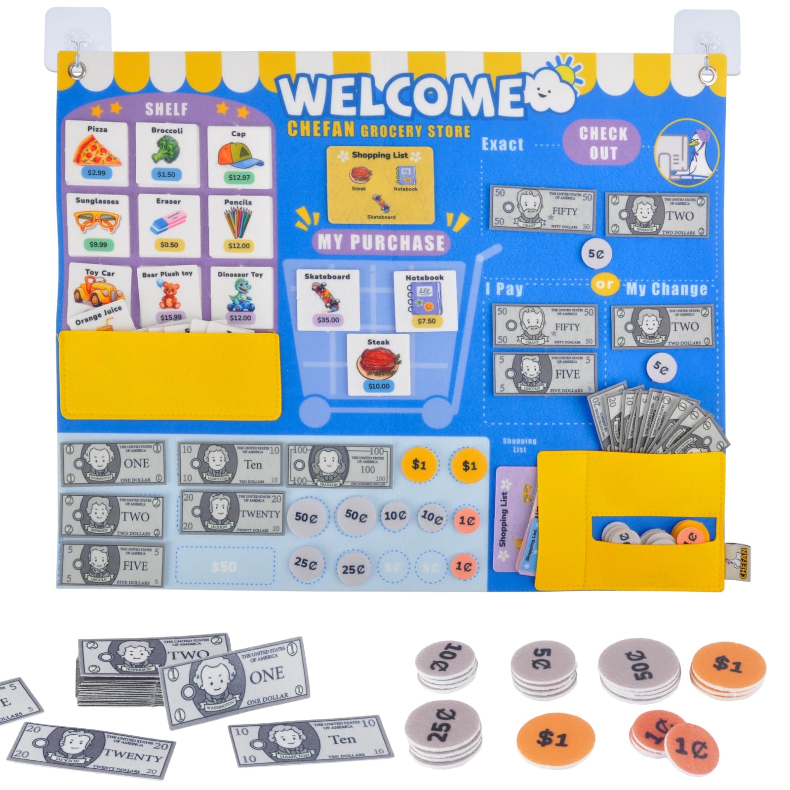 Snapklik.com : Felt Money Board, Counting Bills And Coins, Math ...