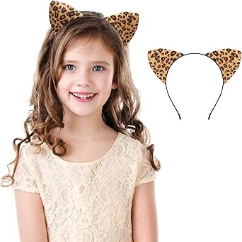 Amazon.com: Berjena Leopard Cat Ears Headband, Cheetah Ears, Animal Ears Handband for Halloween ...