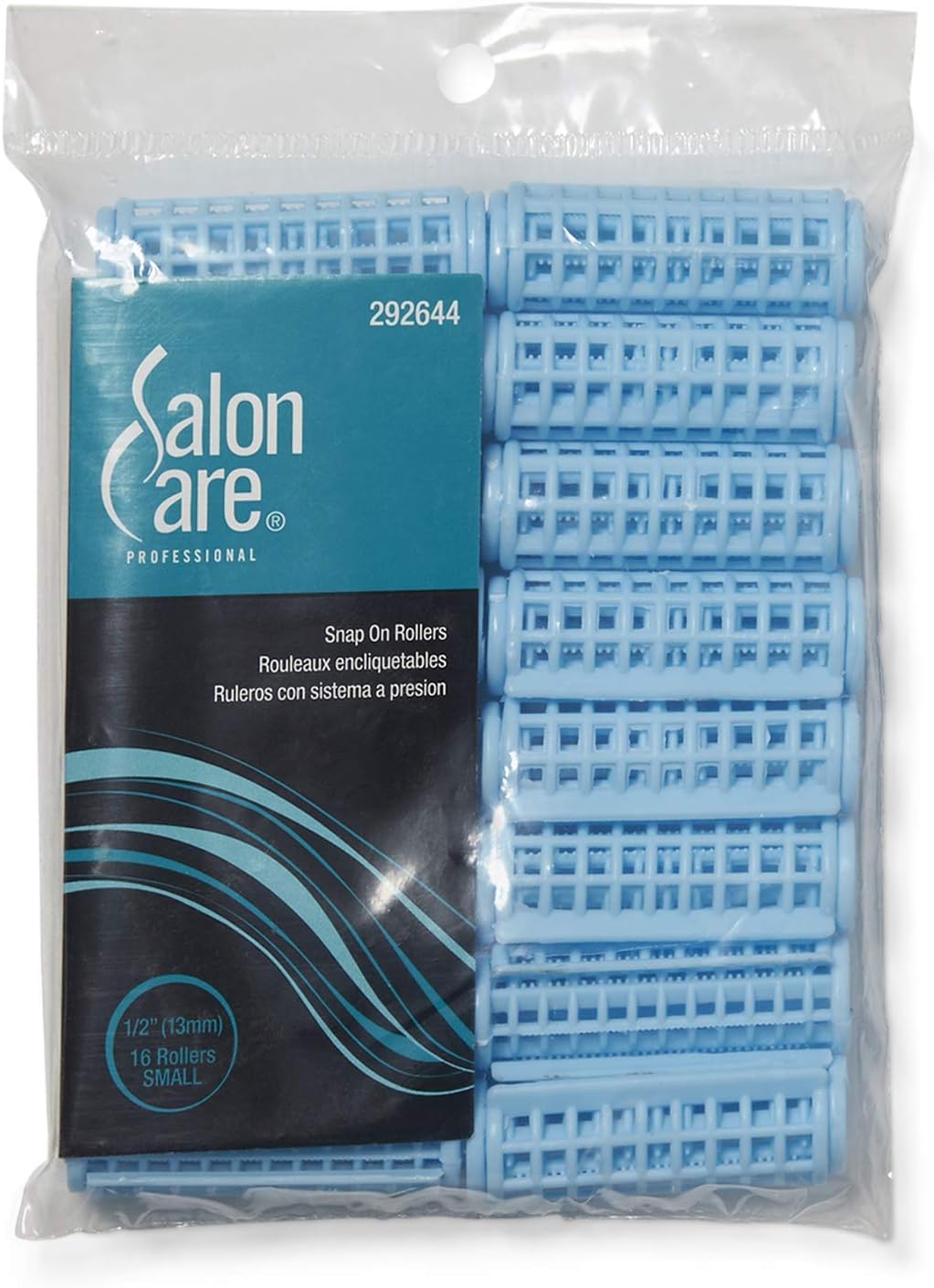 Amazon.com : Salon Care Small 1/2 Inch Blue Snap On Rollers 16 Count ...