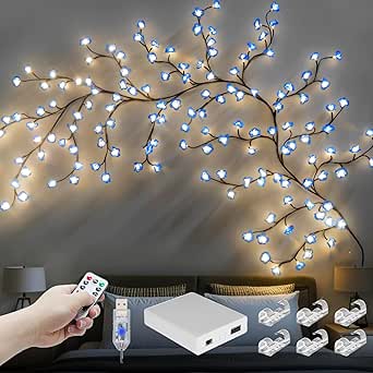 Amazon.com: Cherry Enchanted Willow Vine Lights, 7.55FT 144LED Blue Cherry Blossom Tree Branch ...