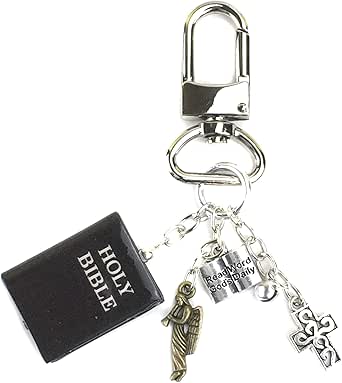 Amazon.com: Holy Bible Clay Mini Book Charm Key Chain Bag Purse ...