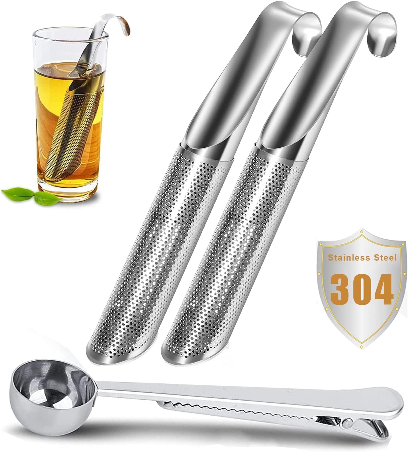 Amazon.com: ABSWER Tea Strainer & Infuser Set - 2 Pack Stainless Steel ...