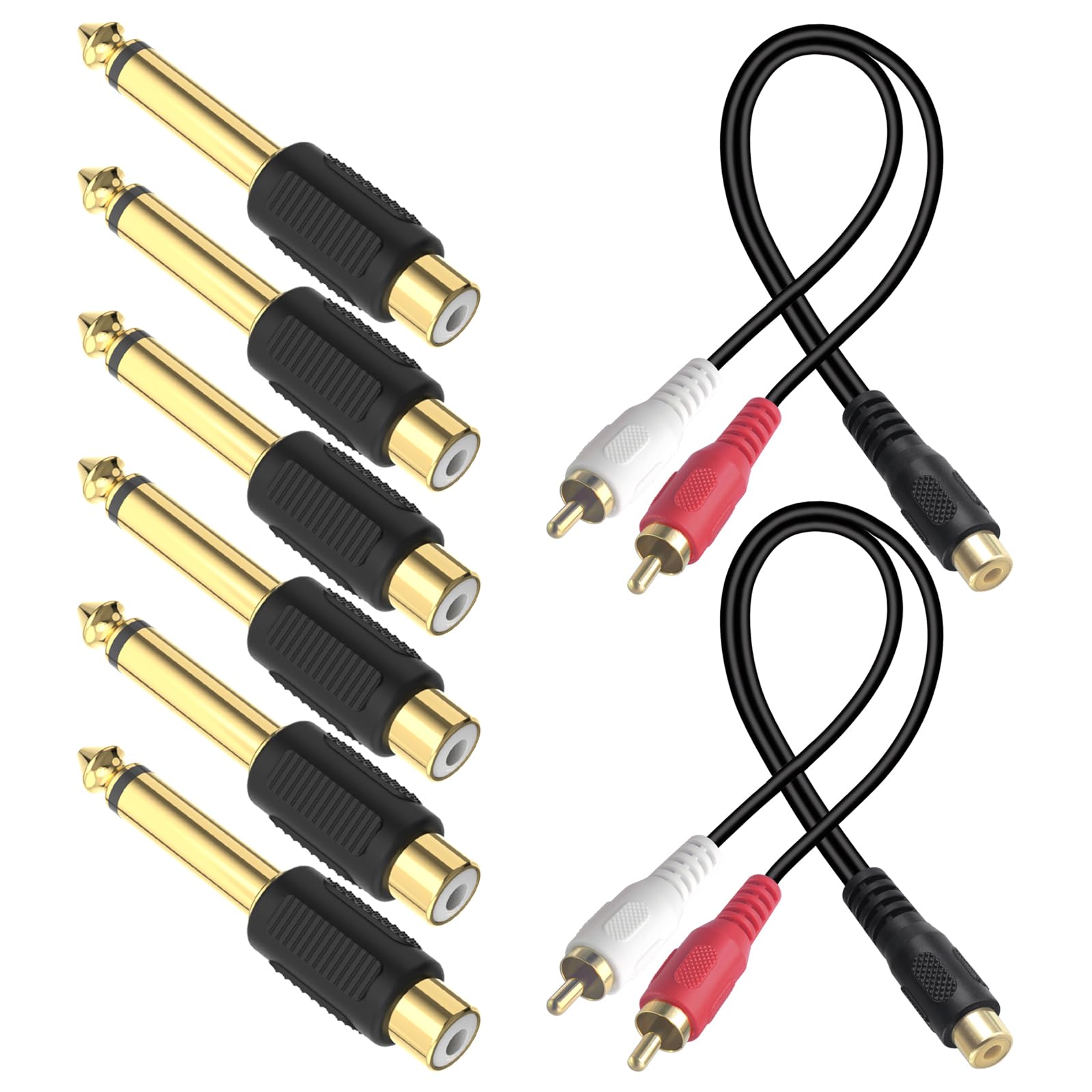 Amazon.com: VCE RCA to 1/4" Audio Adapter Bundle with RCA Splitter 1 ...