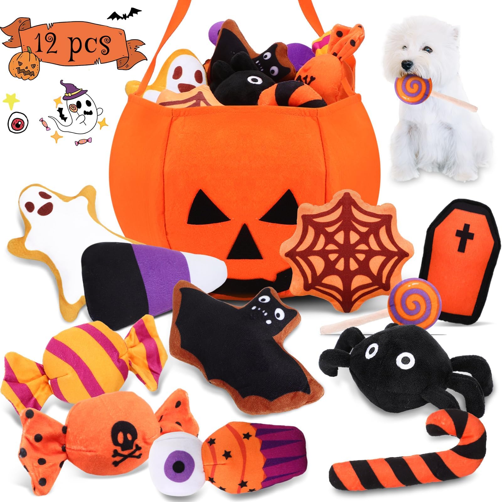 Pet Supplies : Glimin 23 Pcs Halloween Dog Squeaky Toys and Dog Rope ...
