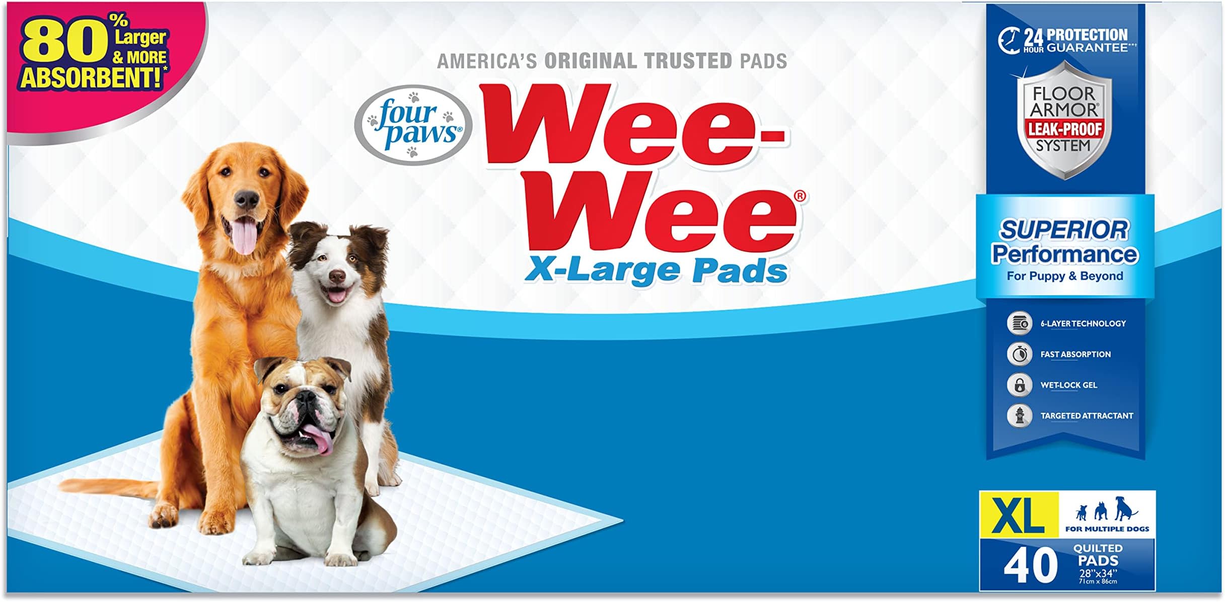 Amazon.com: Four Paws Wee-Wee Superior Performance Unscented Extra ...