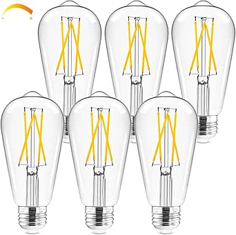 Hizashi LED Edison Bulbs, 6W, Equivalent 60W, Dimmable E26 LED Bulb ...