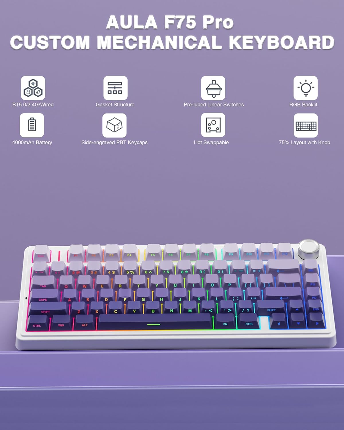 AULA F75 Pro Wireless Mechanical Keyboard,75% Gasket Australia | Ubuy