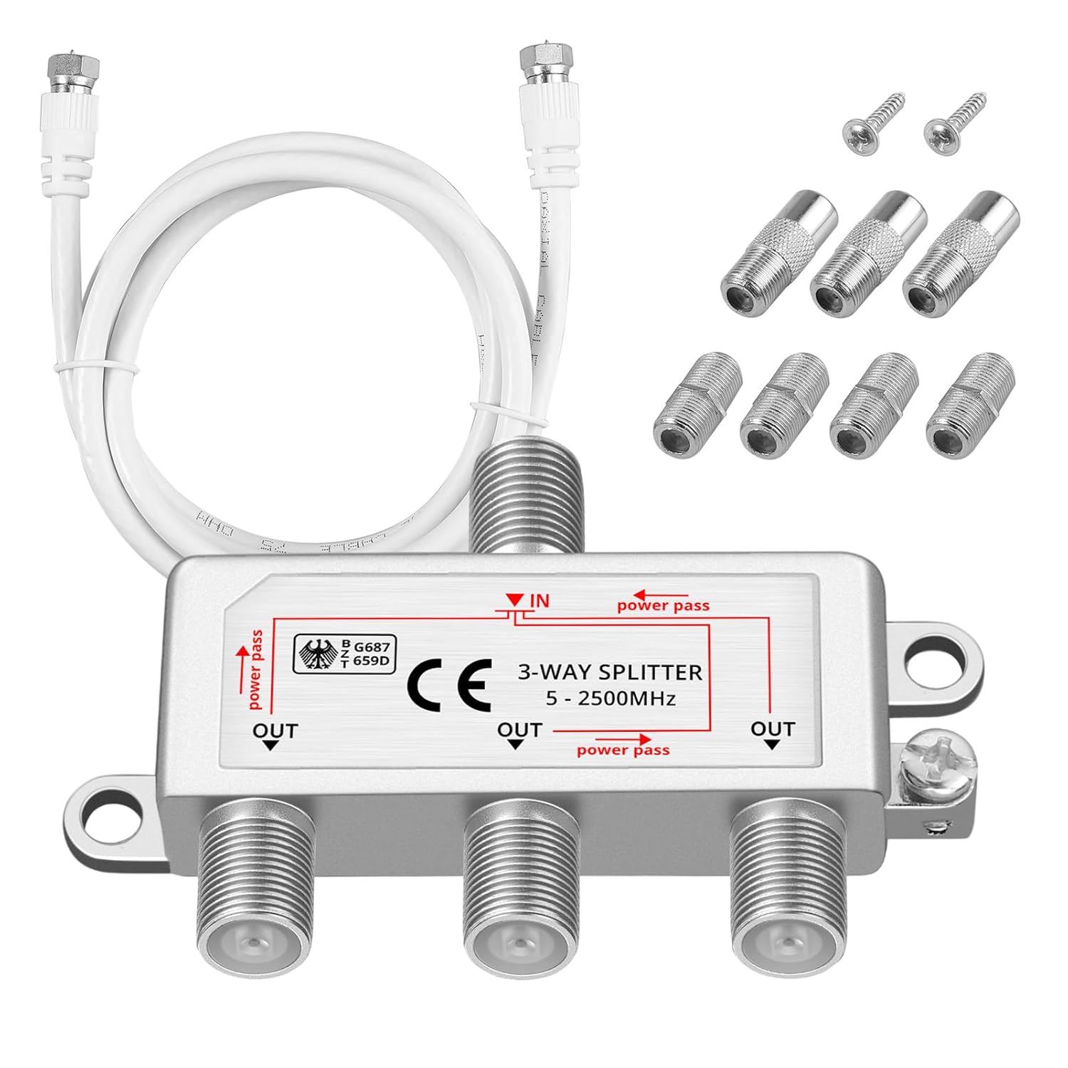 Neoteck 3 Way Sky Cable Splitter Satellite TV Aerial Cable Splitter Kit ...