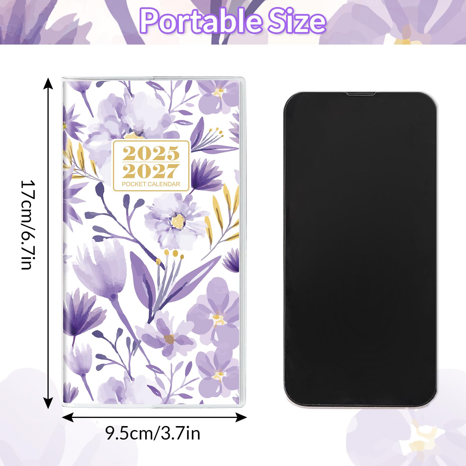 Snapklik.com : KONVINIT Pocket Calendar 2025-2027, Purple 2025-2027 ...
