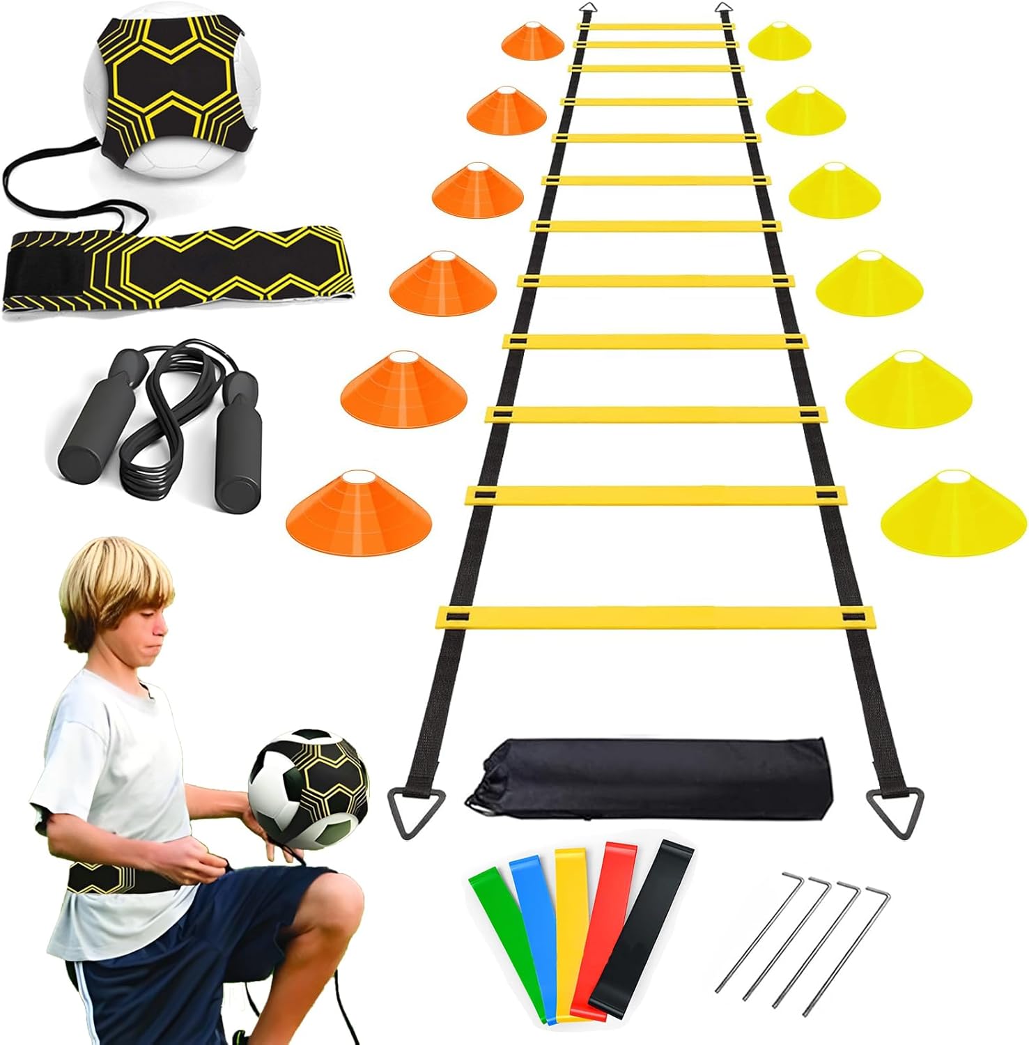 Amazon.com : Soccer Agility Training Equipment Set, Solo Soccer Trainer ...