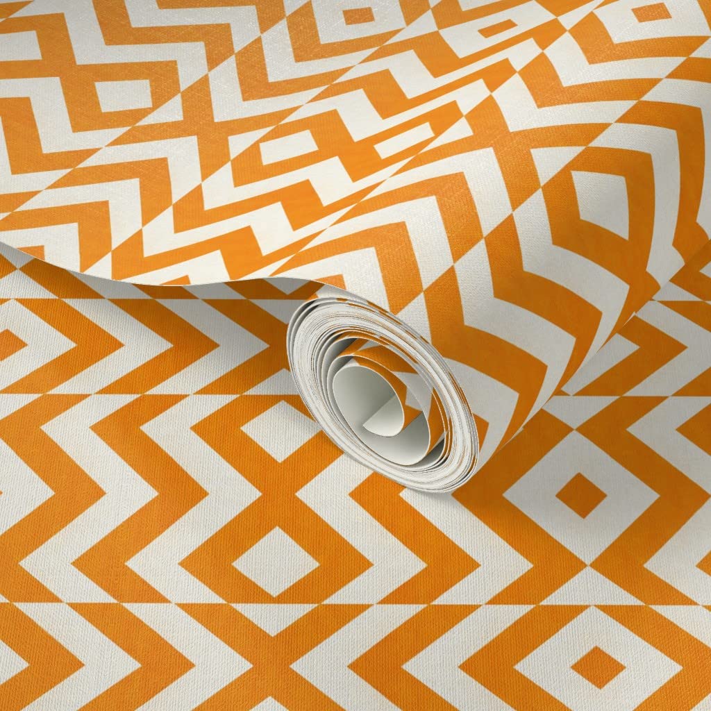 Orange And Gray Chevron Wallpaper