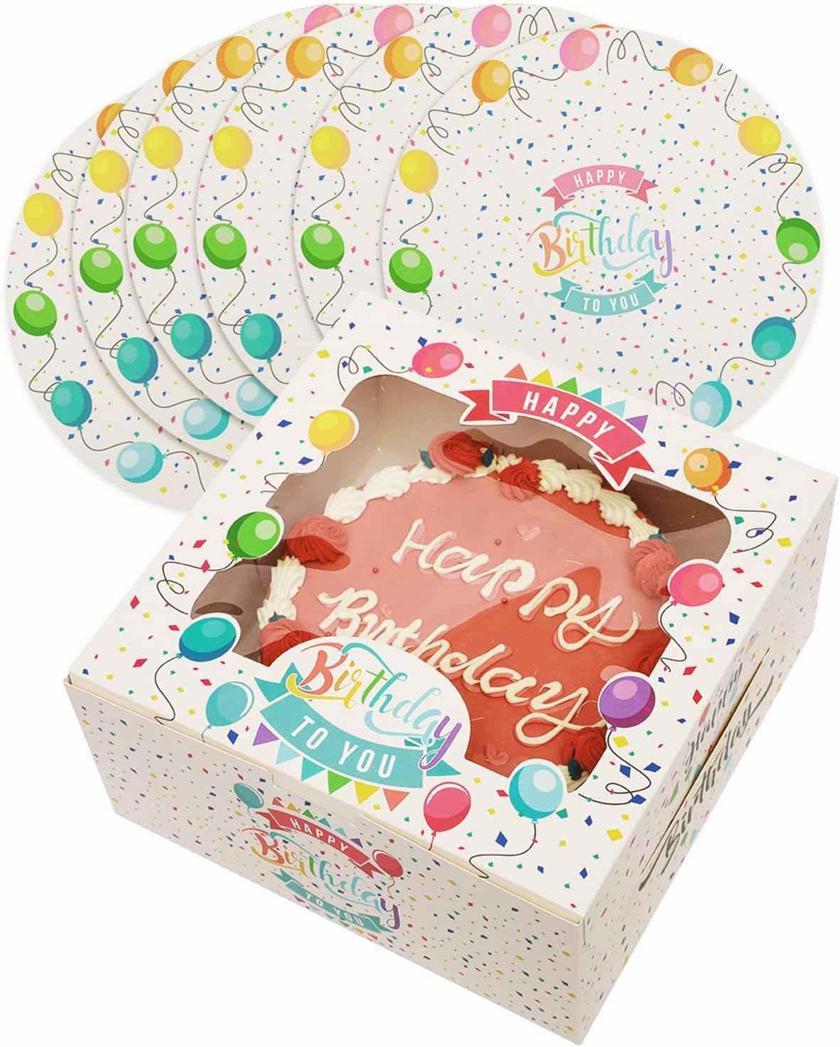 Amazon.com: 36pcs 10x10x5 Cake Boxes with Window 18-Packs Birthday Cake ...