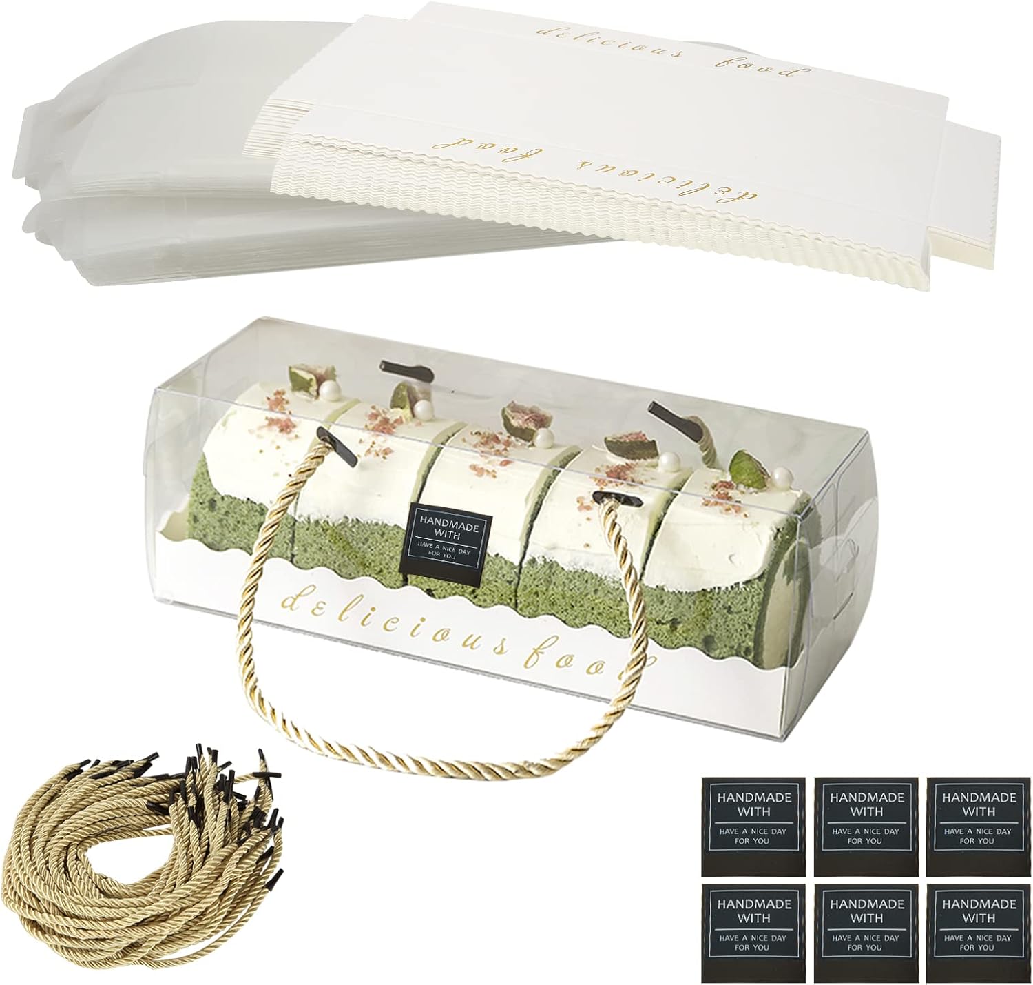 GOYADA 20Pcs Clear Swiss Roll Cake Boxes, 18.5x6.5x6.5CM Rectangle ...