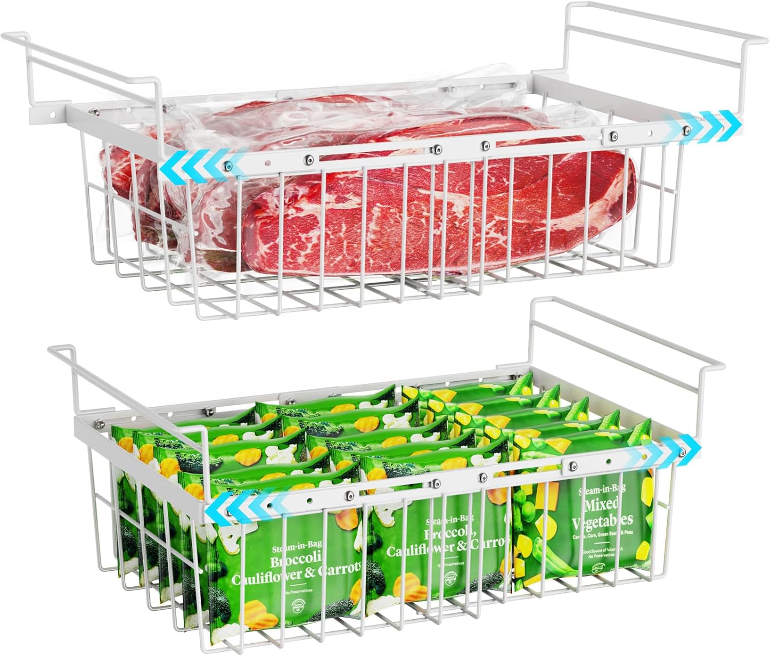 iSPECLE Chest Freezer Organizer - 2 Pack Hanging Freezer Baskets with ...