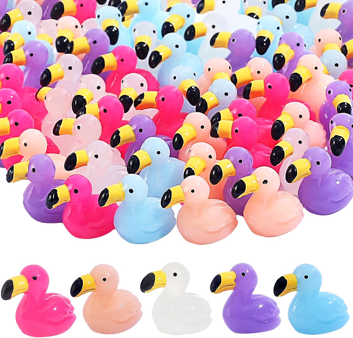 Mini Resin Animals 50-Piece Mini Resin Flamingos - Colorful Decor For ...