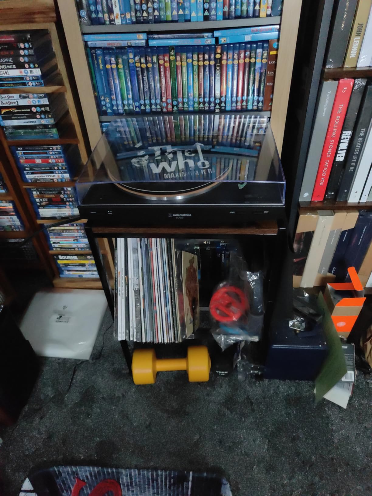 EKNITEY Vinyl Record Player Stand - Record Player Table with Storage ...