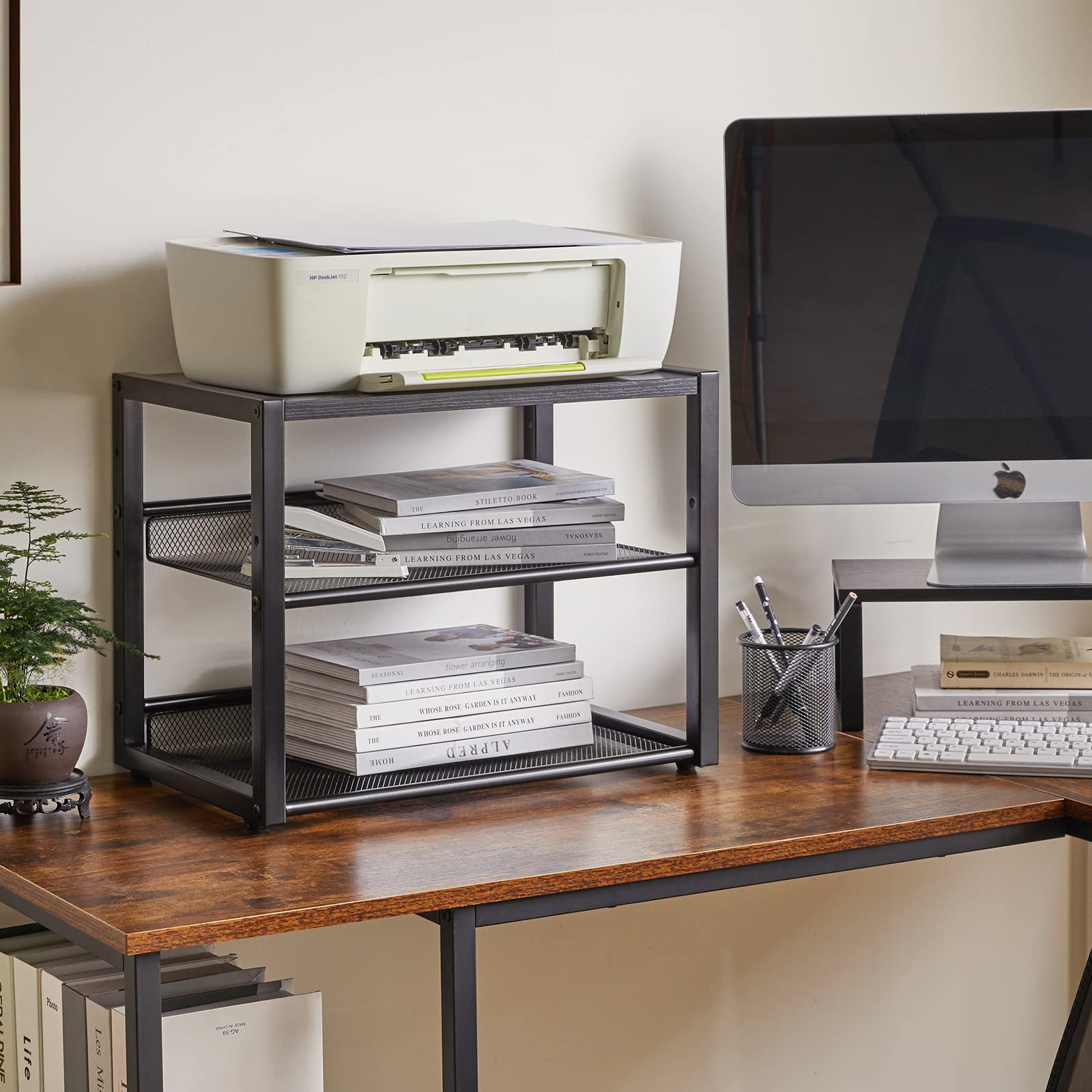Snapklik.com : YMYNY Desktop Printer Stand, 3 Tiers Desk Organizer