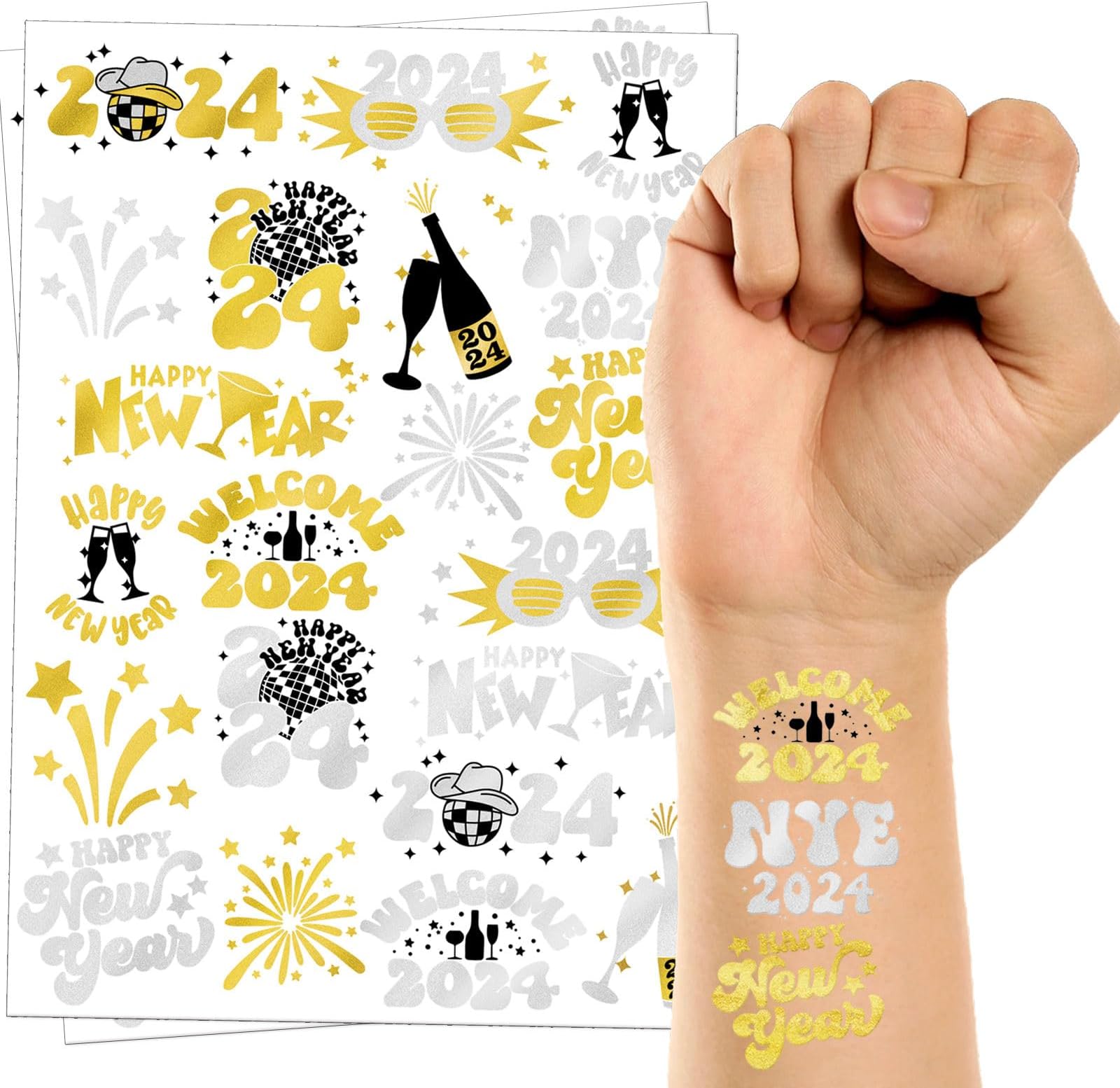 Amazon.com : xo, Fetti New Years Eve Party Supplies Tattoos - 40 Foil ...