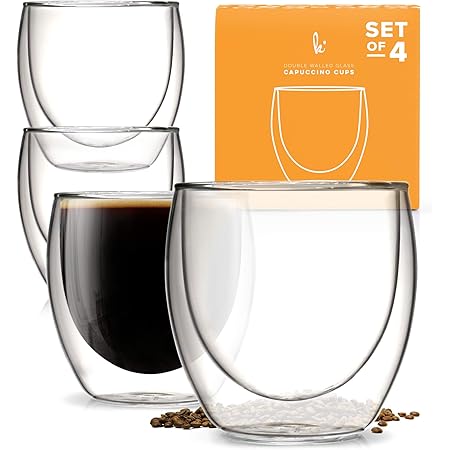 Amazon.com | Glass Coffee Cups Without Handle, Insulated Cup Sets for ...