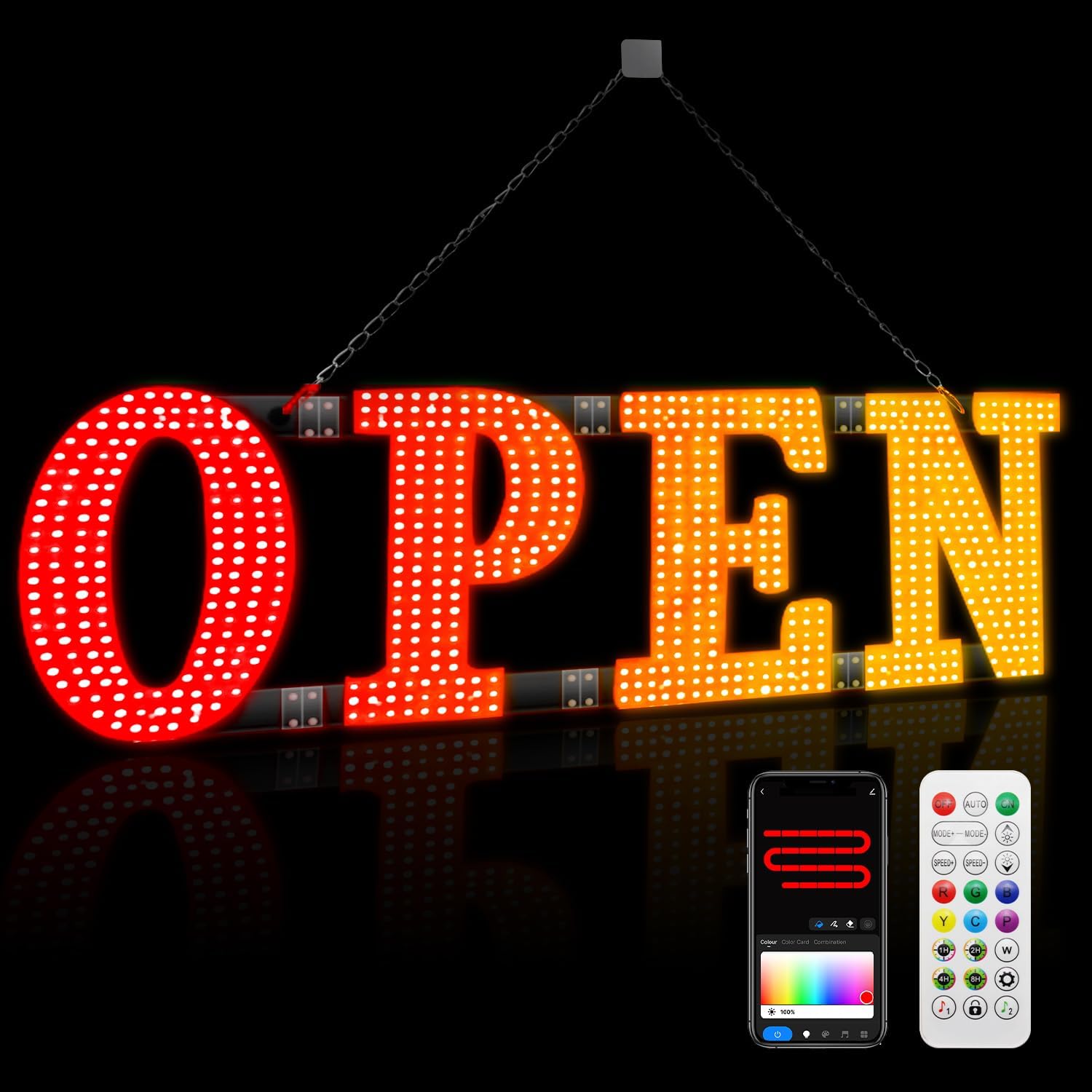 Amazon.com : 40"x14" Large LED Open Signs for Business, LEDATING Super ...