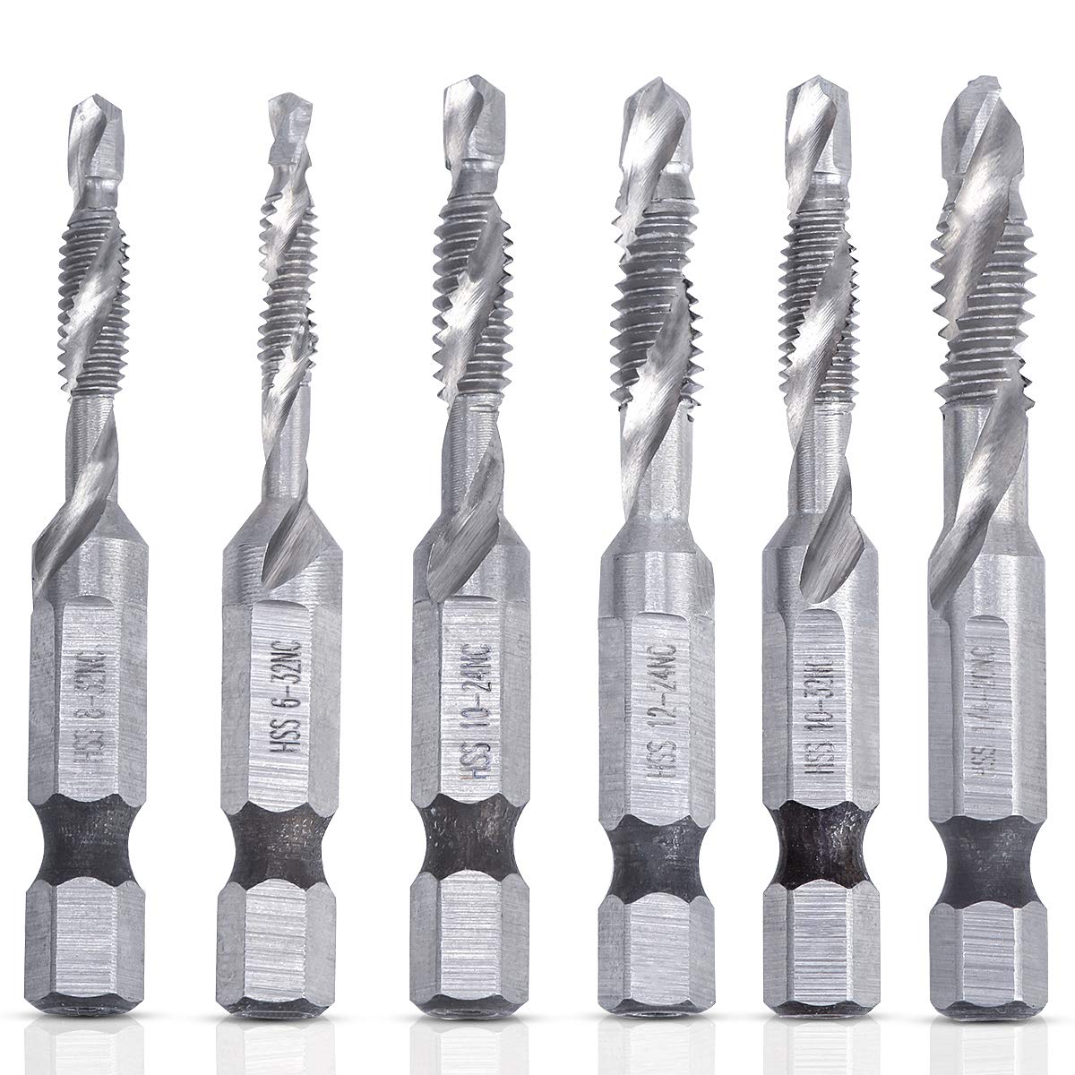 YDLQWCZ Combination Drill Tap Bit 6-32nc 8-32nc 10-32nc 10-24nc 12-24nc ...