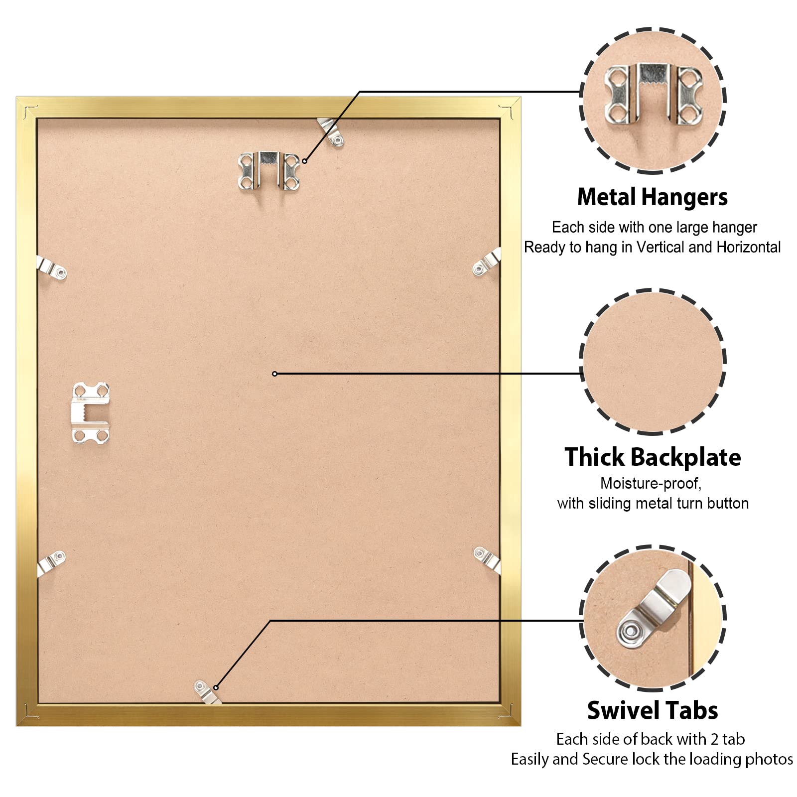 Snapklik.com : LaVie Home 8x12 Picture Frames (2 Pack, Gold), Simple ...