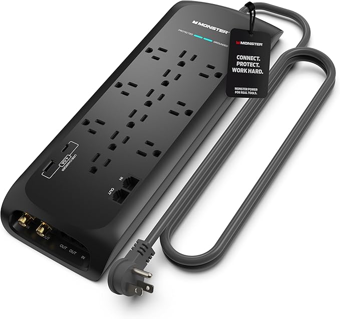 Amazon.com: Monster Power Surge Protector w/ 4050 Joule Rating — Heavy ...