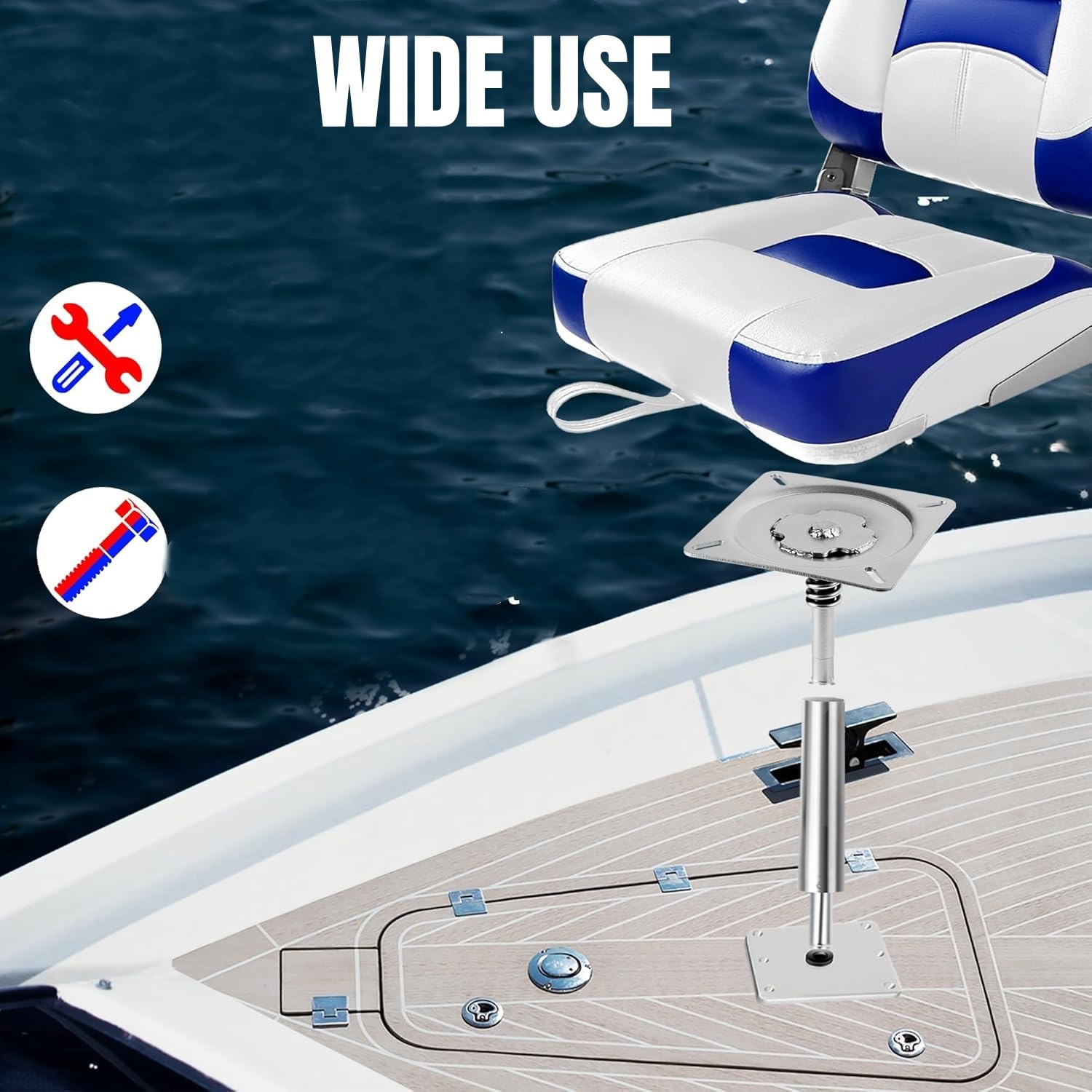 Snapklik.com : Boat Seat Pin Mount Plated,Boat Seat Pedestal Boat Seat ...